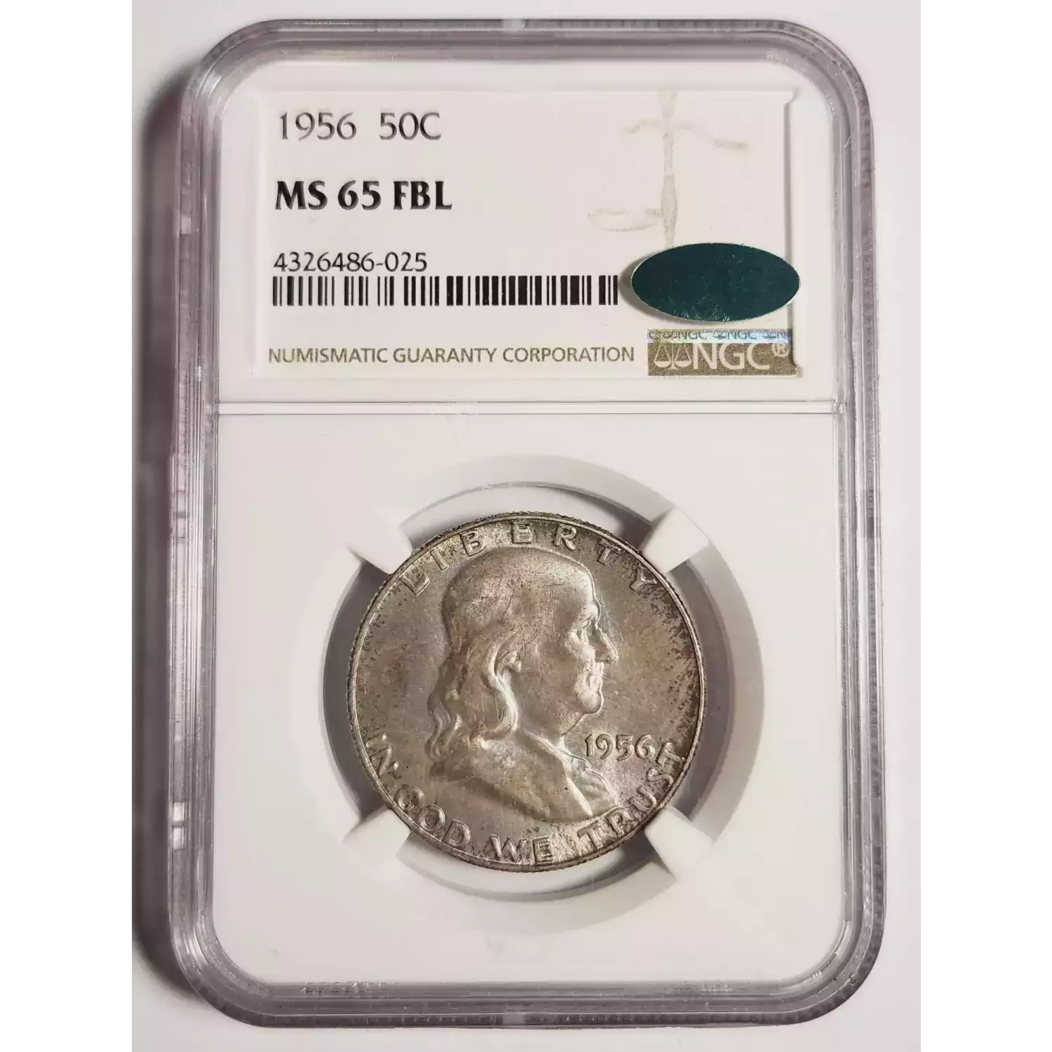 1956 Franklin Half Dollar NGC MS-65 FBL CAC - Bob Paul Rare Coins