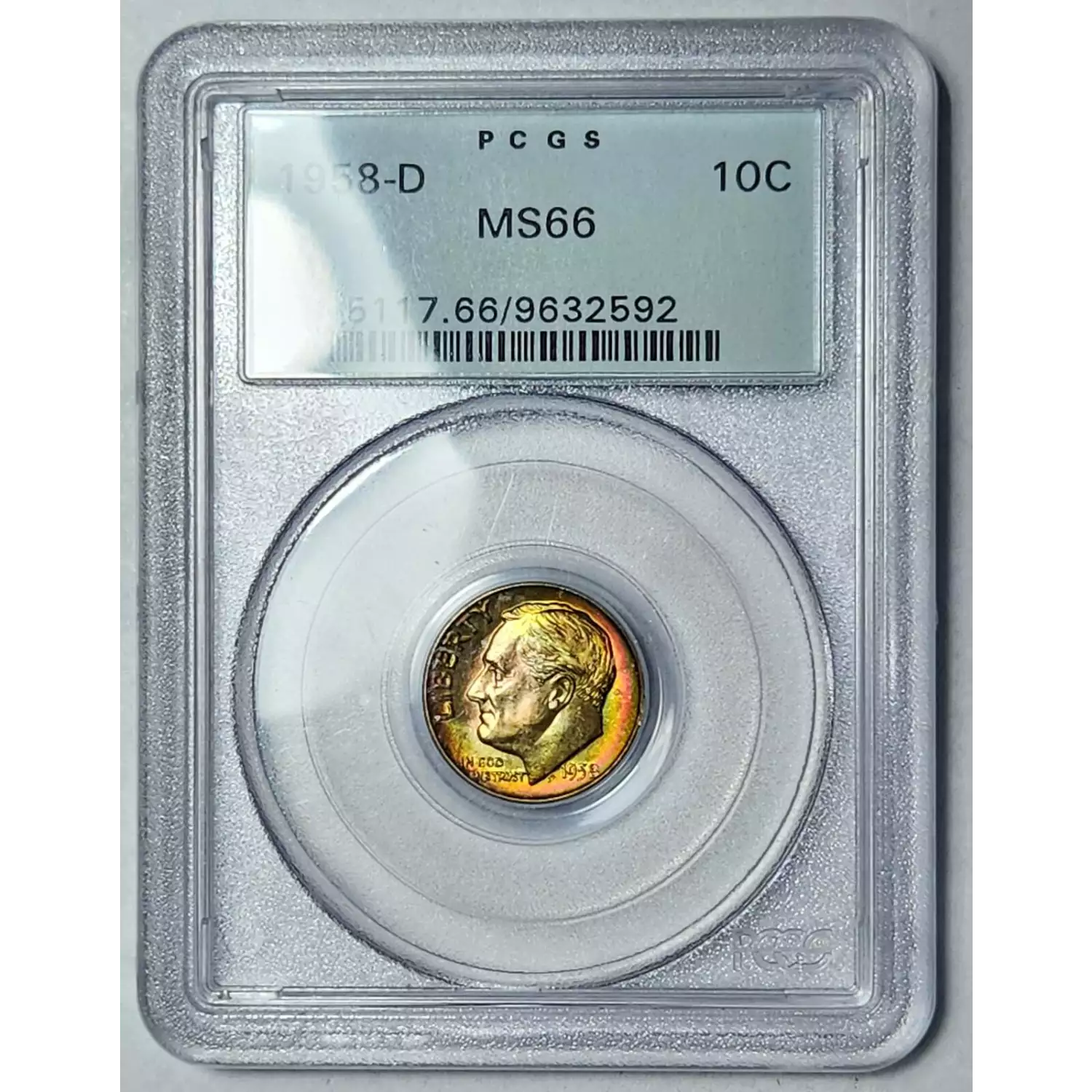 1958-D Dimes Roosevelt PCGS MS-66 - MONSTER COLOR - Bob Paul Rare Coins