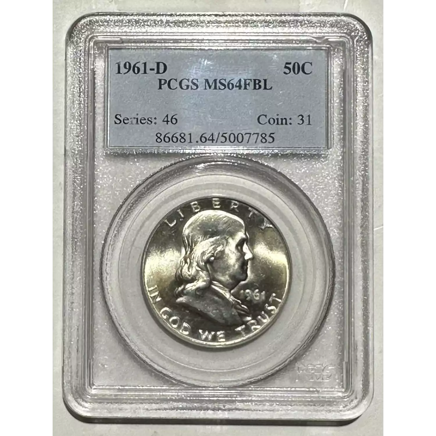 1961-D Franklin Half Dollar PCGS MS-64 FBL - Bob Paul Rare Coins