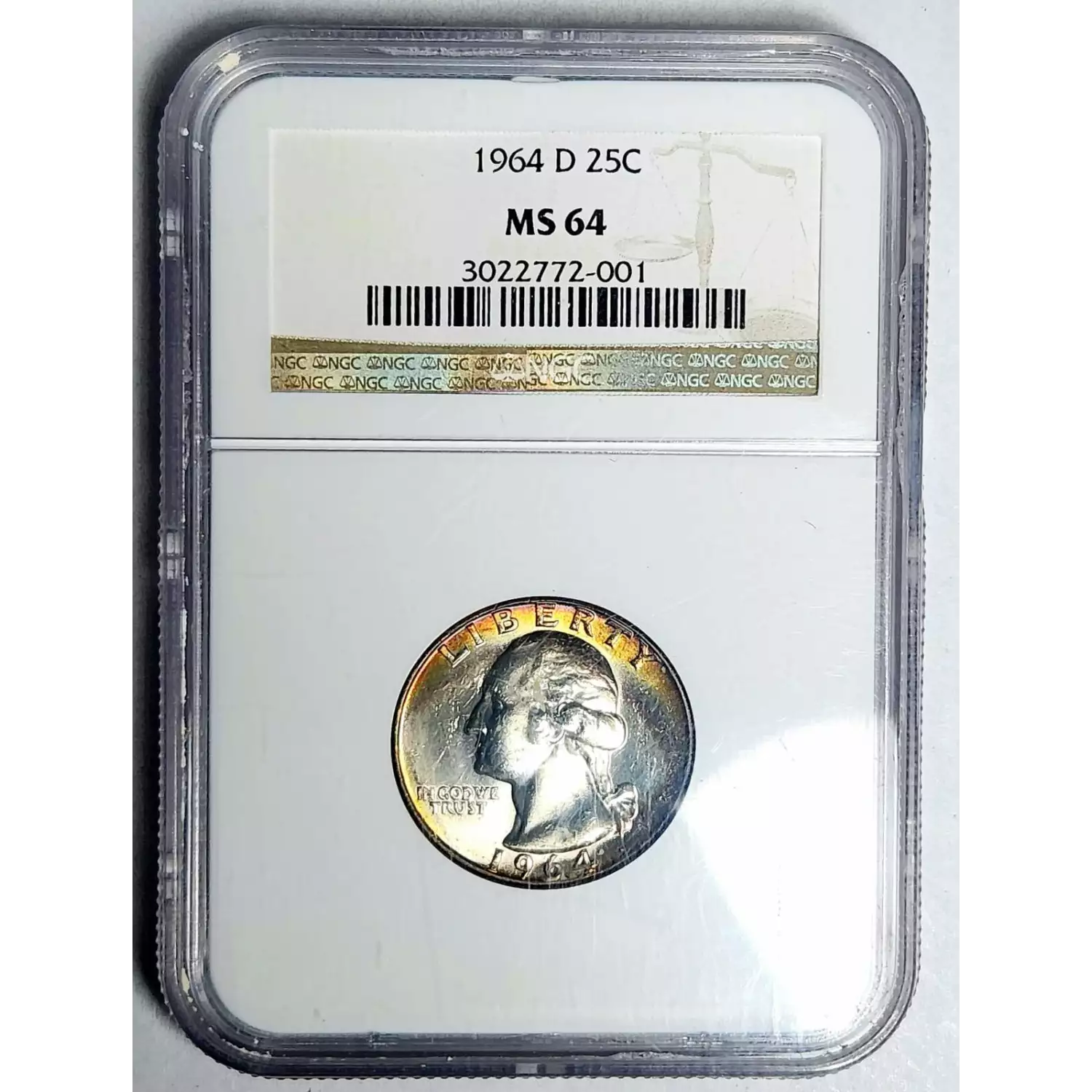 1964-D Washington Quarter NGC MS-64 - COLORS 2 SIDES - Bob Paul Rare Coins