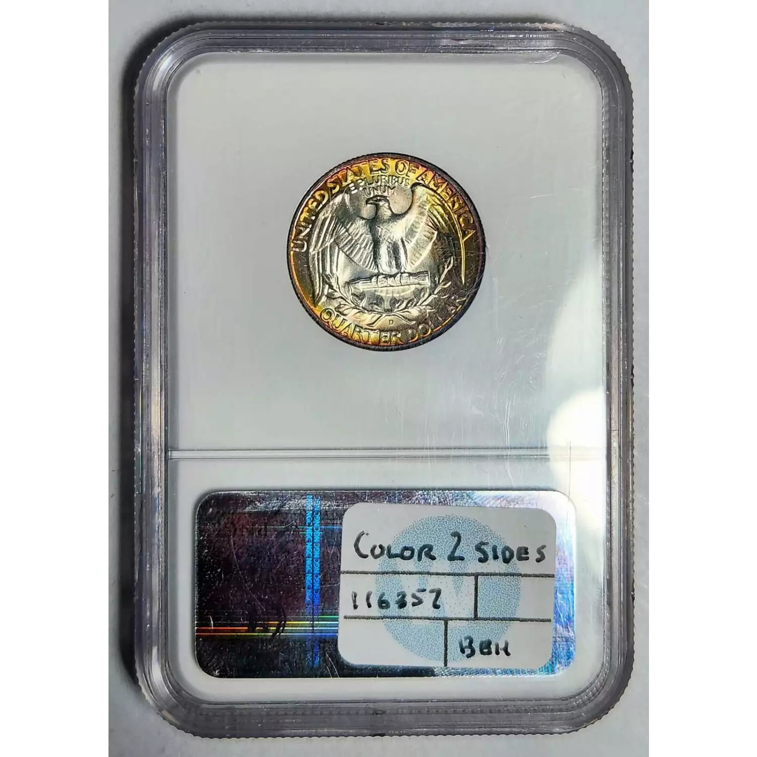 1964-D Washington Quarter NGC MS-64 - COLORS 2 SIDES - Bob Paul Rare Coins