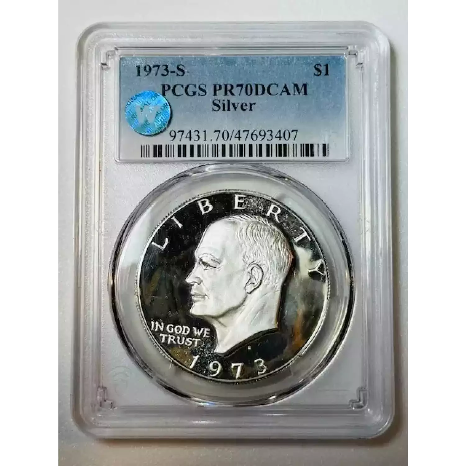 1973-S Dollar Eisenhower 40% Silver PCGS PR-70 DCAM Silver Sight White ...
