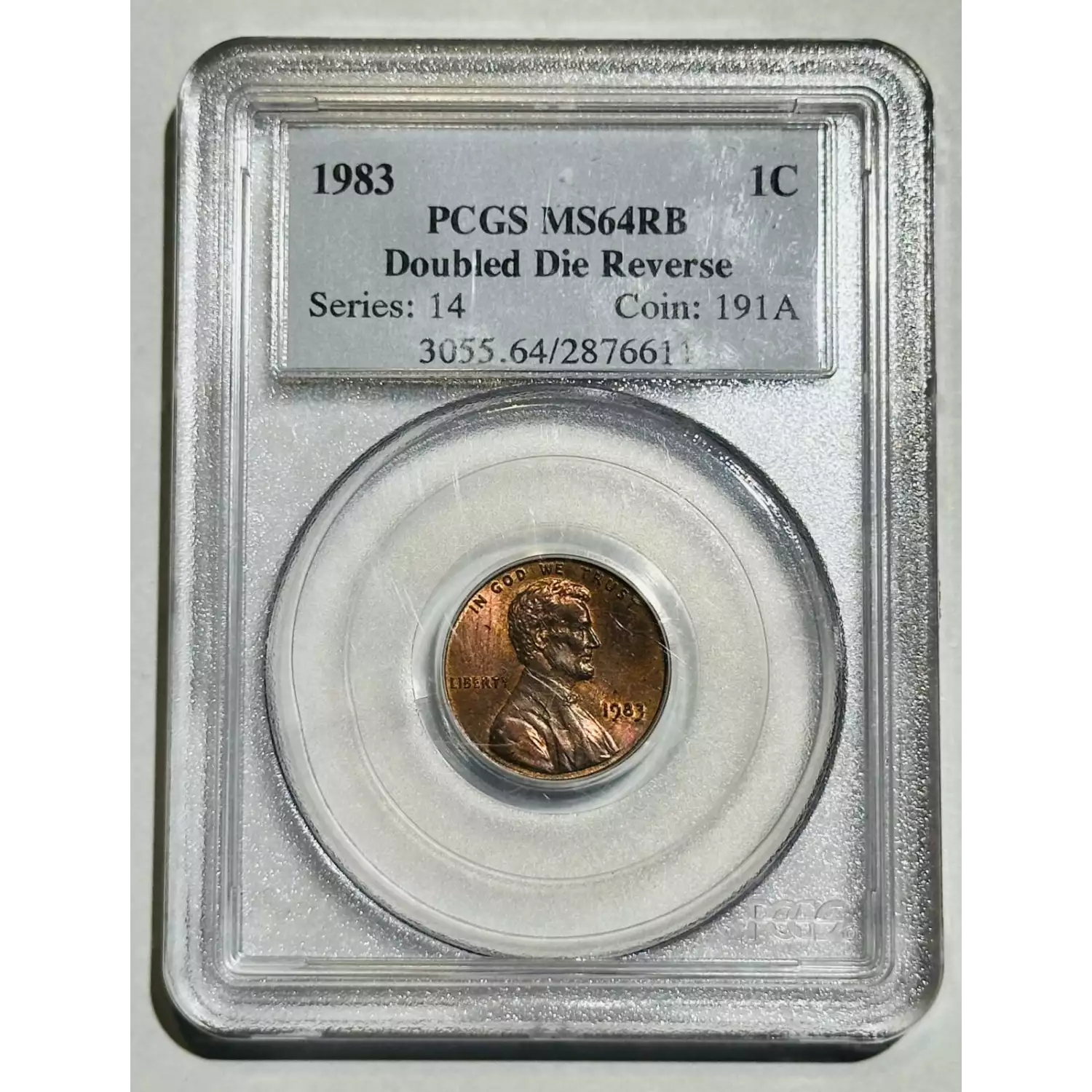 1983 Small Cents Lincoln, Memorial Reverse PCGS MS-64 RB Doubled Die Reverse - Bob Paul Rare Coins