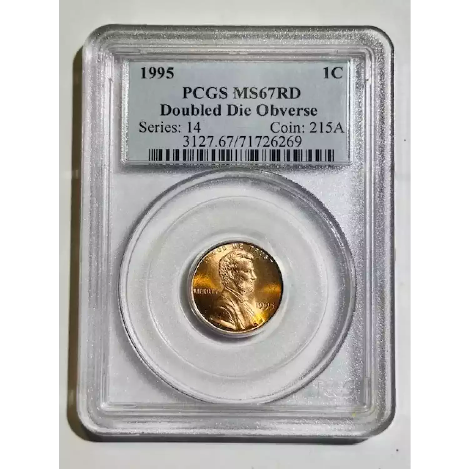 1995 Small Cents Lincoln, Memorial Reverse PCGS MS-67 RD Doubled Die ...