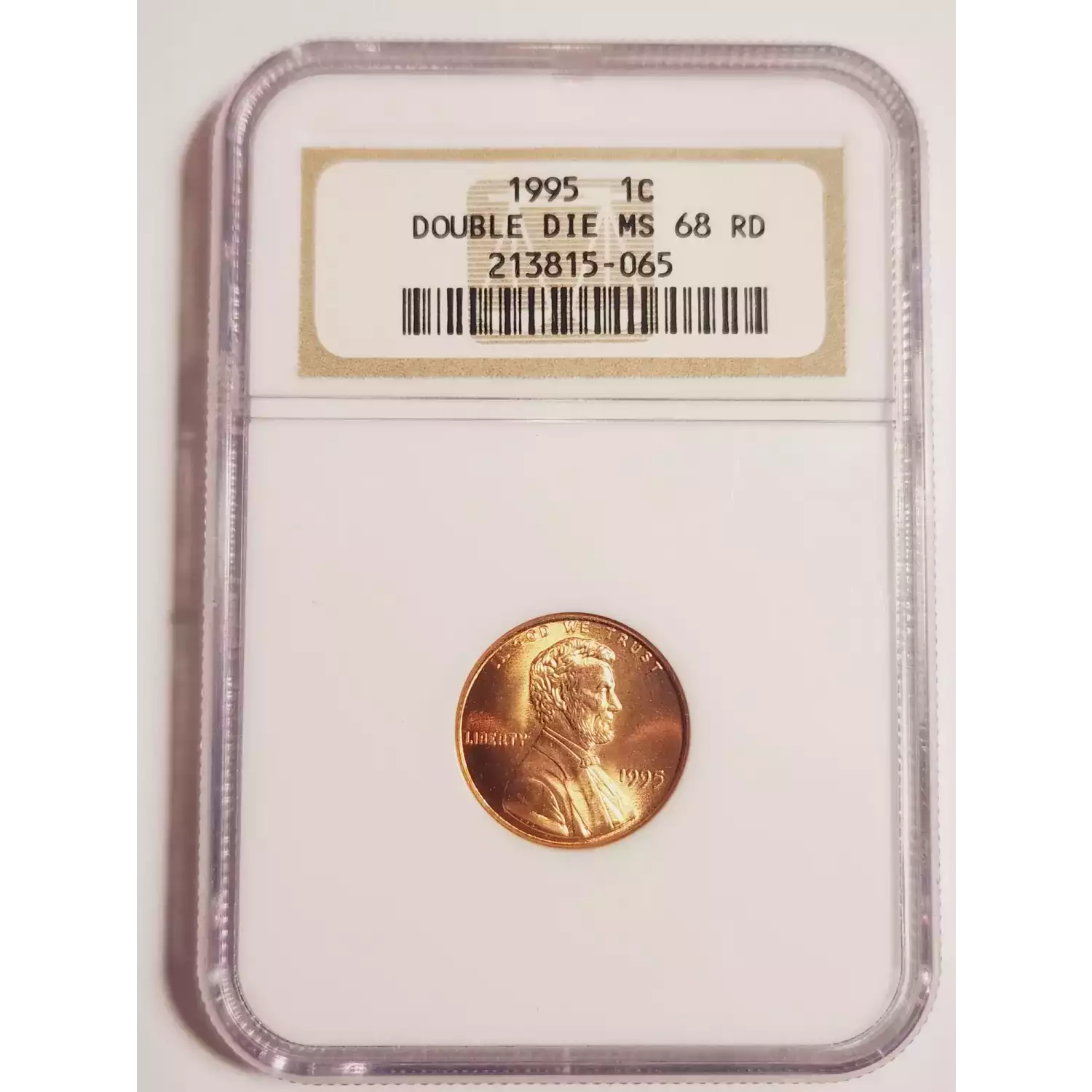 1995 Small Cents Lincoln, Memorial Reverse NGC MS-68 RD DOUBLE DIE ...