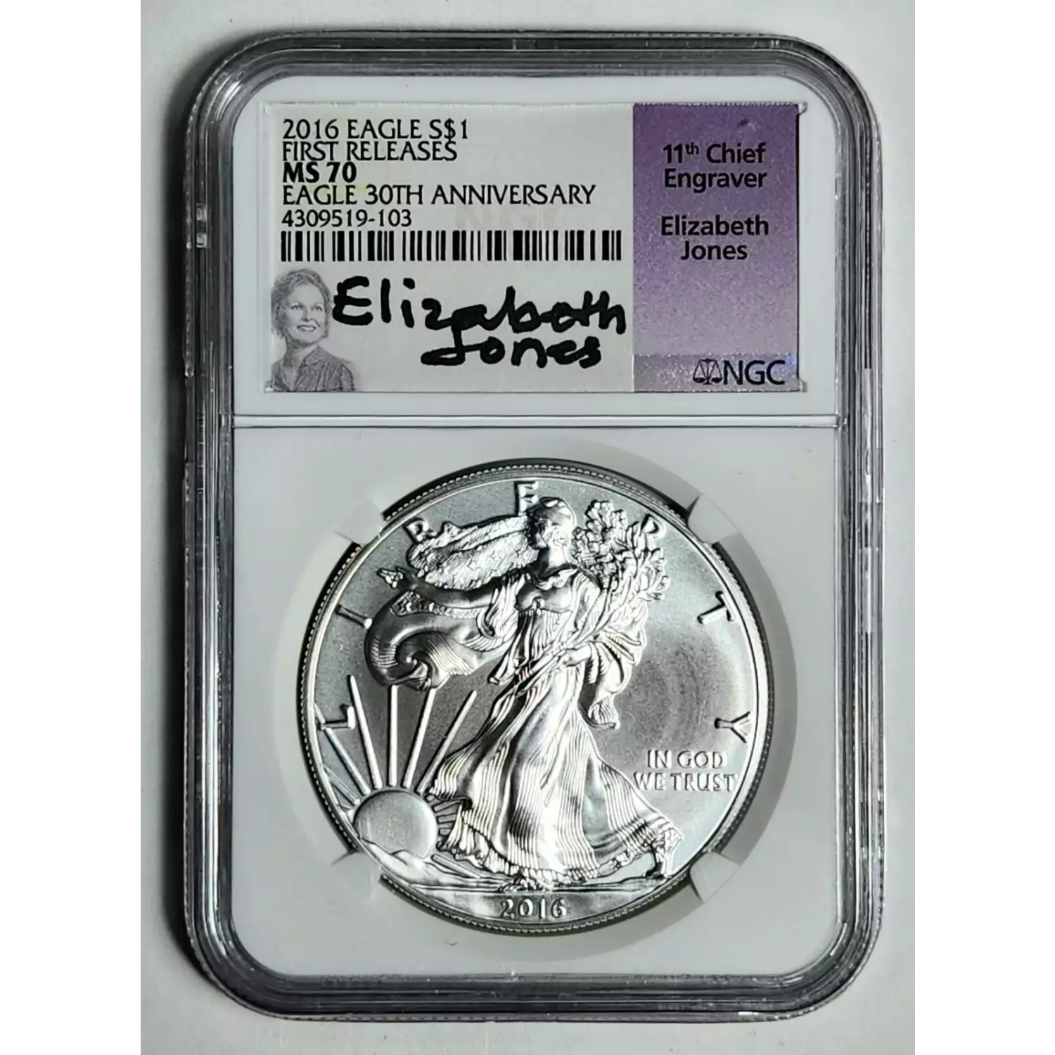 2016 Silver Eagles NGC MS-70 FIRST RELEASES - 30TH ANNIV - ELIZABTH ...