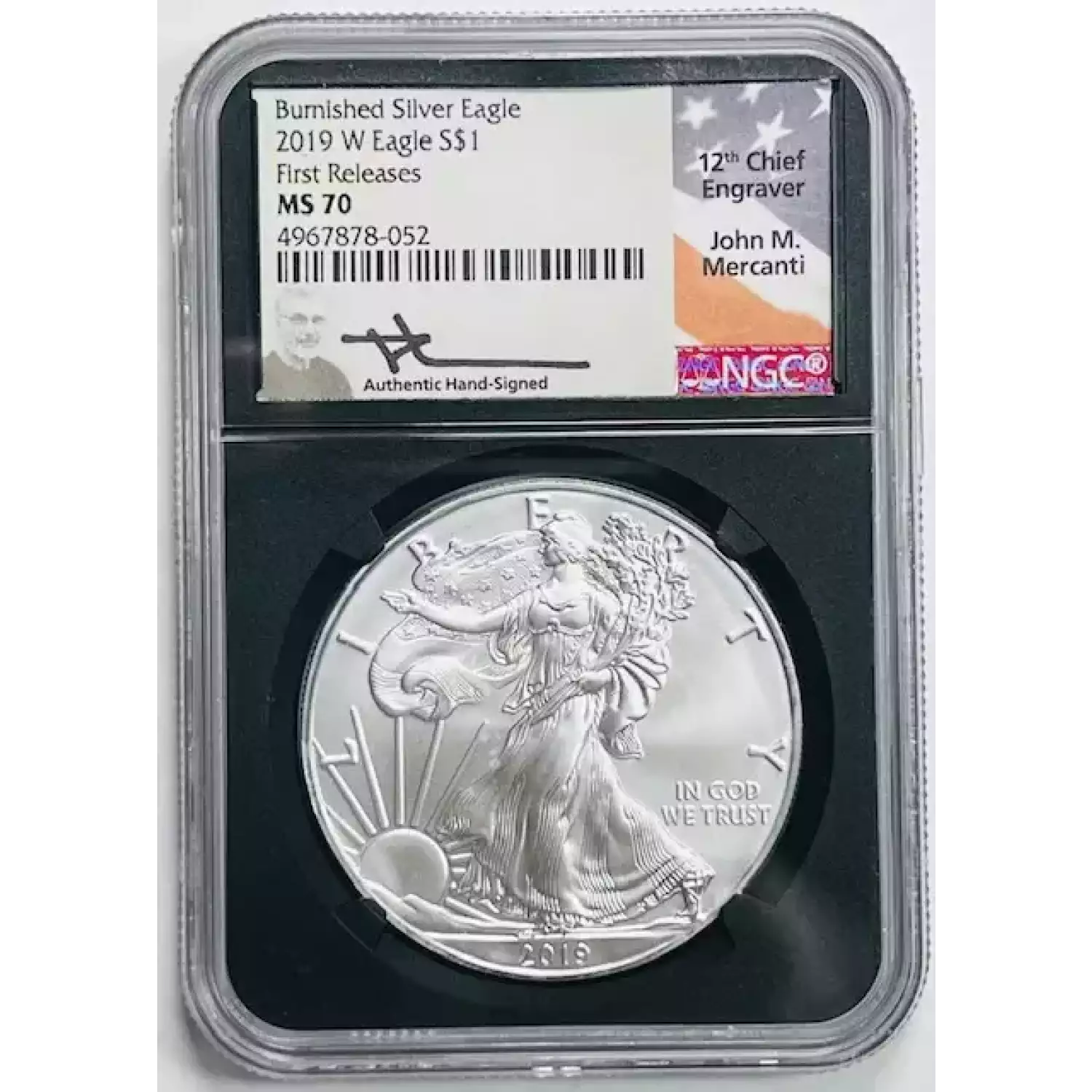 2019 Silver Eagles NGC MS-70 W Burnished Silver Eagle First Releases - Bob Paul Rare Coins