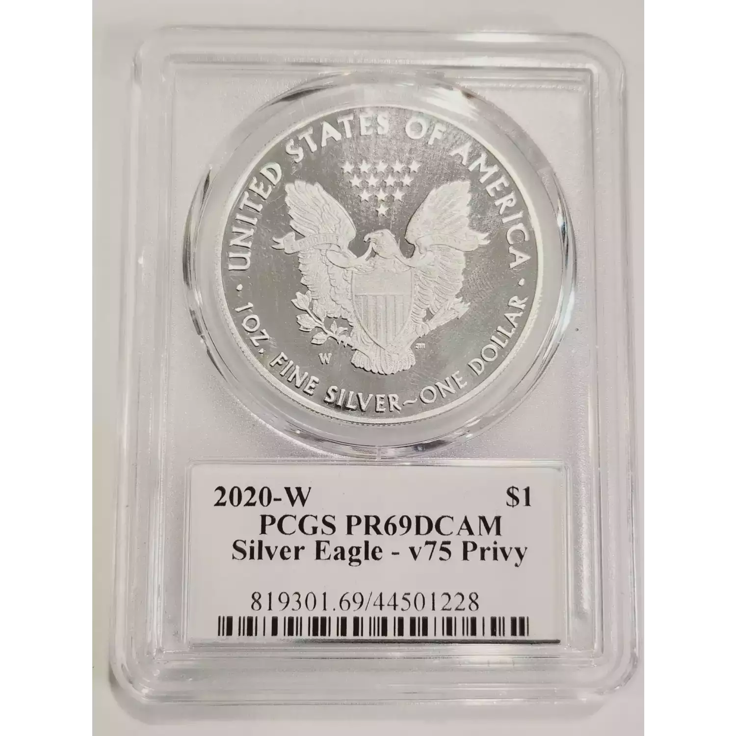 2020-W Eagle PCGS PR-69 DCAM Silver Eagle - v75 Privy - Bob Paul Rare Coins