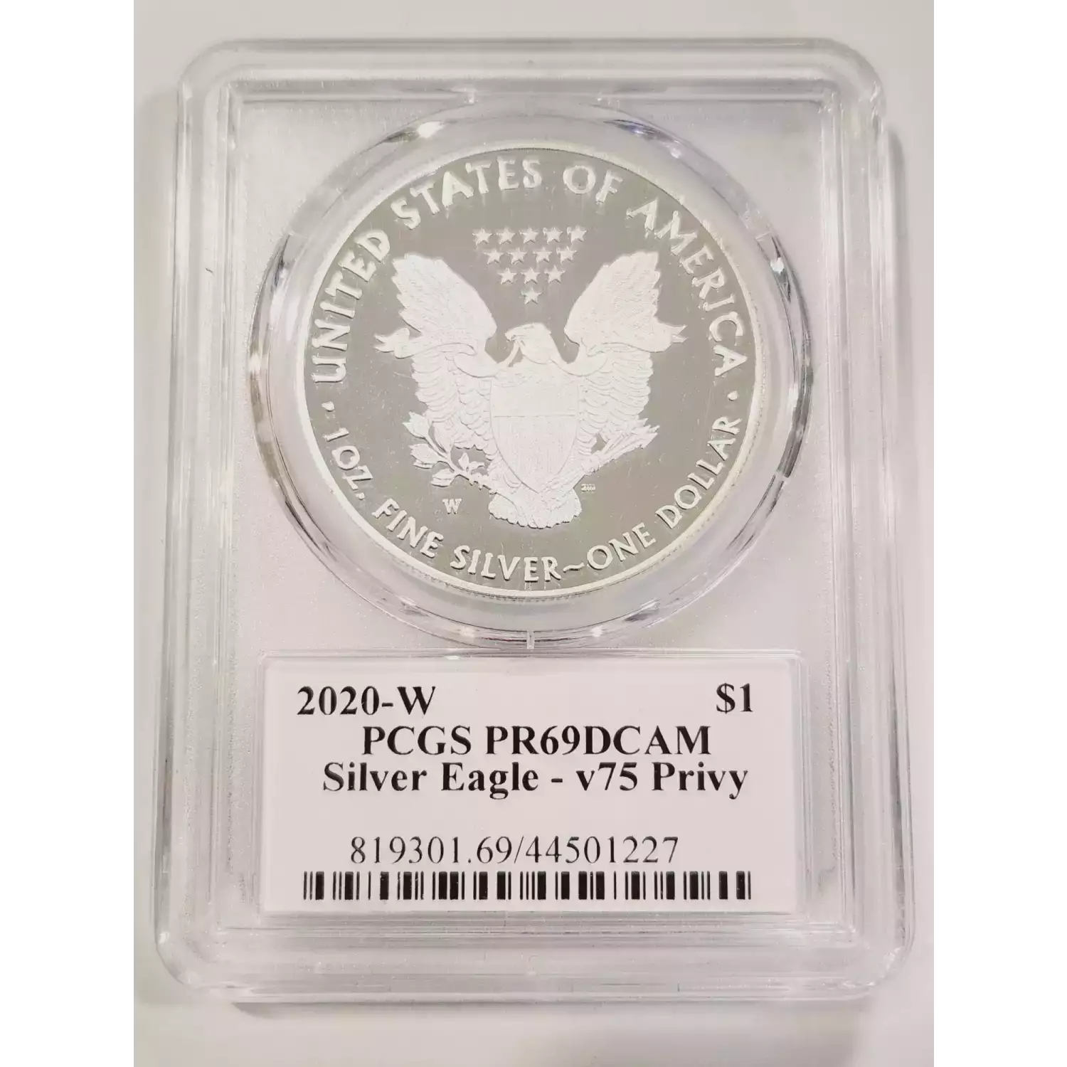 2020-W Eagle PCGS PR-69 DCAM Silver Eagle - v75 Privy - Bob Paul Rare Coins