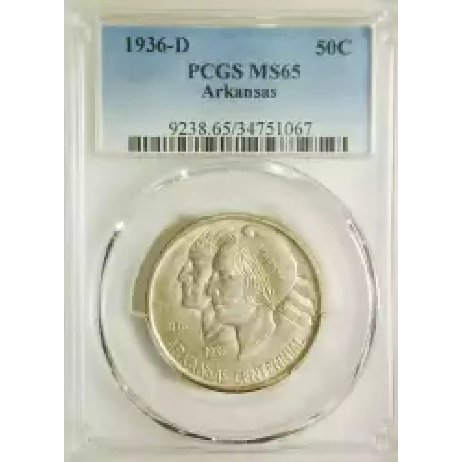 1936-D Classic Commemorative Arkansas Centennial PCGS MS-65 Arkansas ...