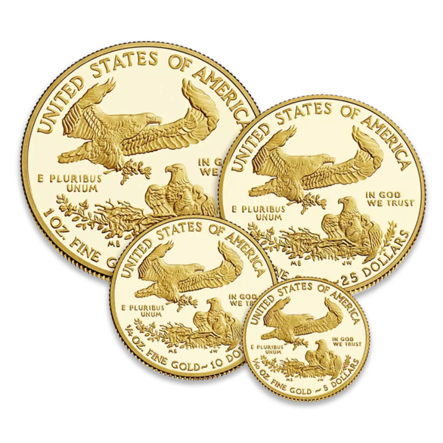 Four Coin Set - 1/10, 1/4, 1/2, 1 oz Gold Eagles Proof - Original Govt ...