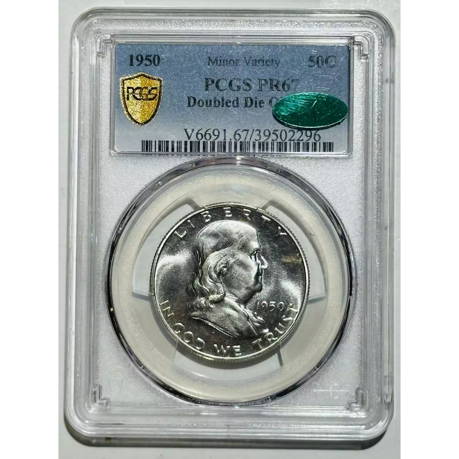 1950 Franklin Half Dollar PCGS PR-67 Doubled Die Obverse CAC - Bob Paul ...