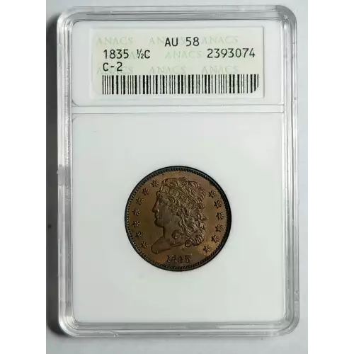 1835 Half Cent Classic Head ANACS AU-58 BN - Bob Paul Rare Coins