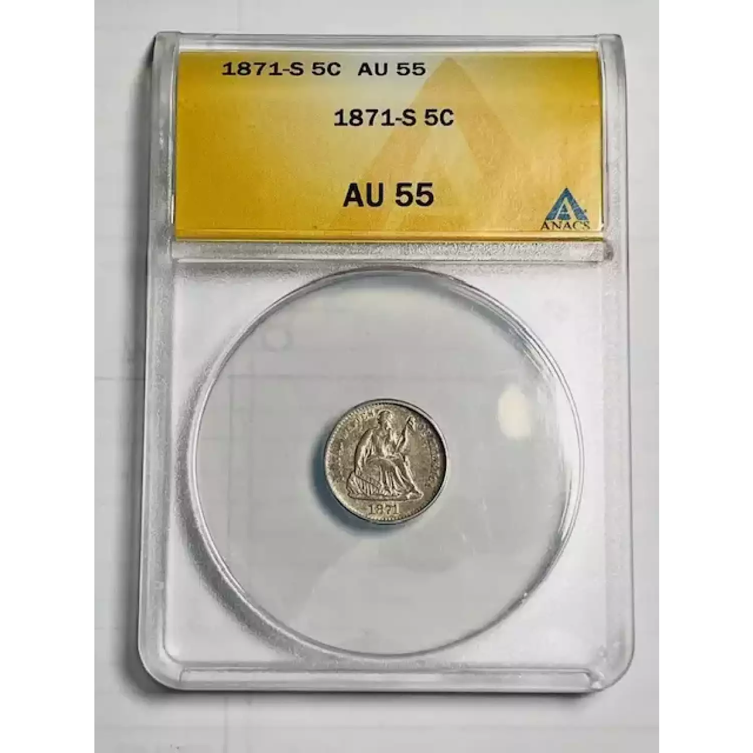 1871-S Liberty Seated Half Dime ANACS AU-55 - Bob Paul Rare Coins