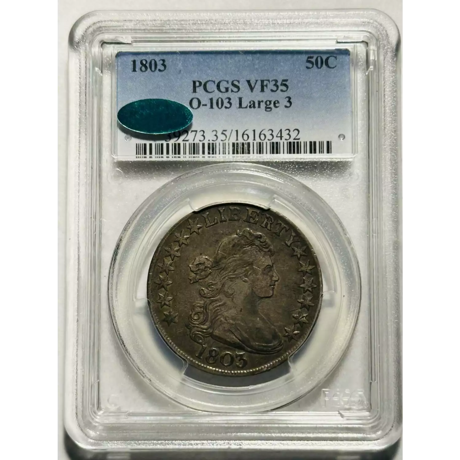1803 Half Dollars Draped Bust PCGS VF-35 Large 3 Overton 103 CAC - Bob Paul Rare Coins