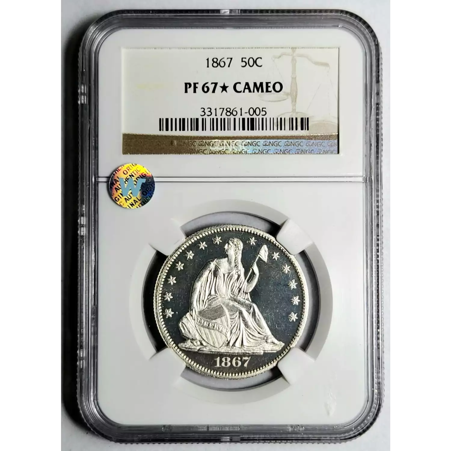 1867 Half Dollars Liberty Seated NGC PF-67* CAMEO - WOW COIN! Sight White - Bob Paul Rare Coins