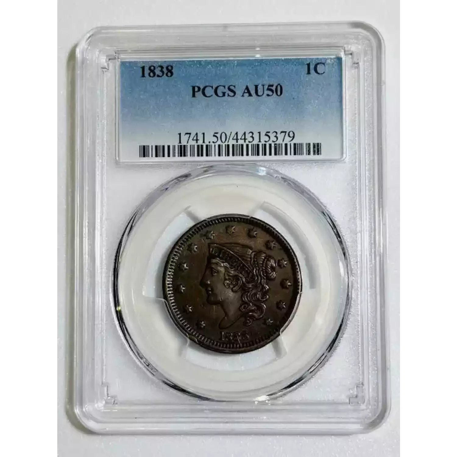 1838 Large Cents Coronet Head PCGS AU-50 BN - Bob Paul Rare Coins
