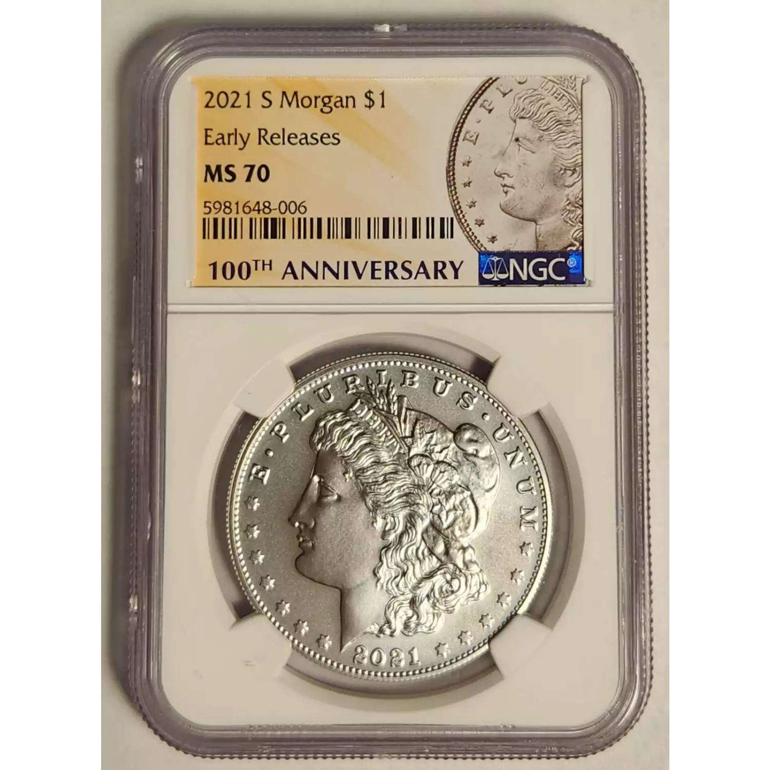 2021-S Morgan Silver Dollar NGC MS-70 - EARLY RELEASES - 100TH ANNIVERSARY - Bob Paul Rare Coins