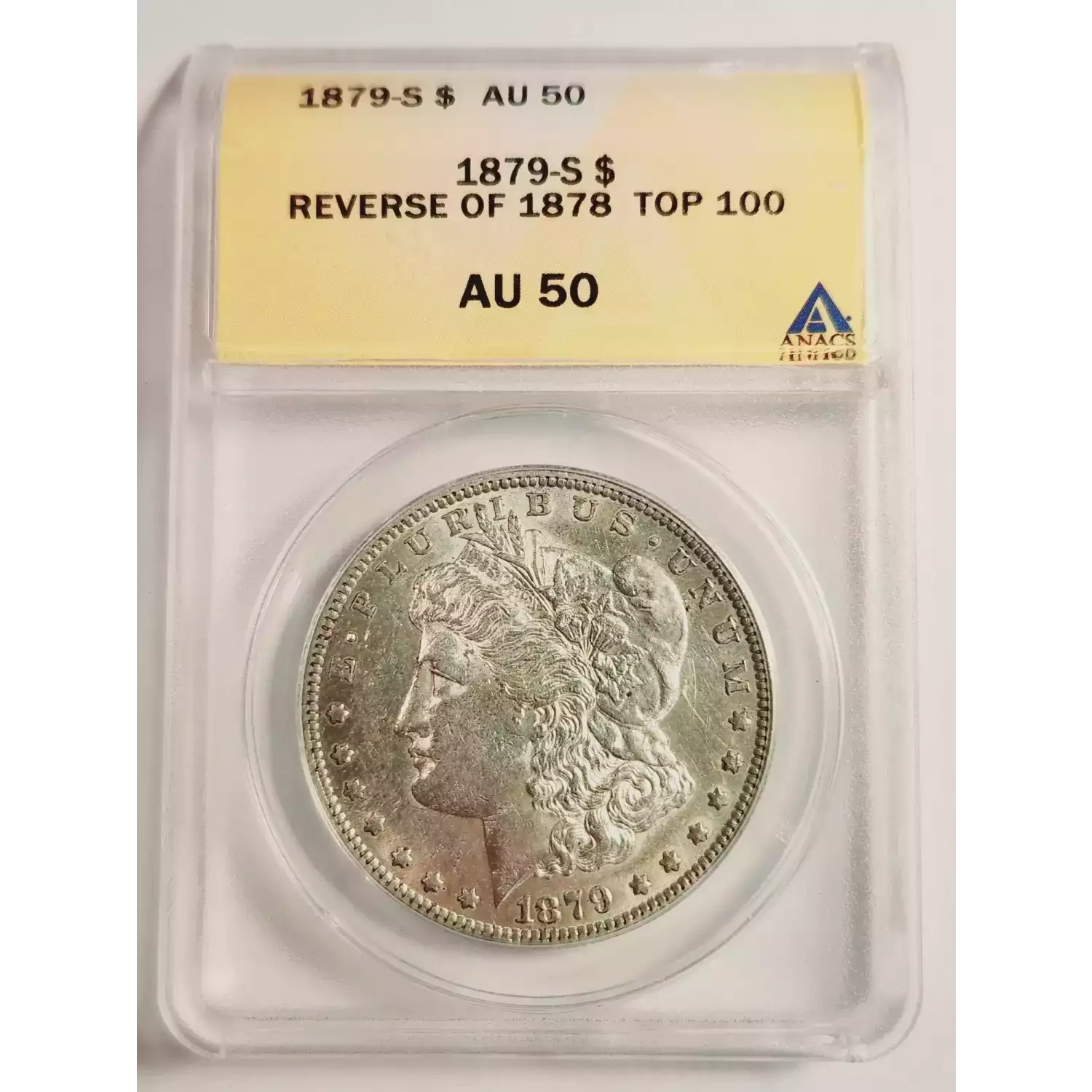 1879-S Morgan Silver Dollar ANACS AU-50 REVERSE OF 1878 - TOP 100 - Bob Paul Rare Coins