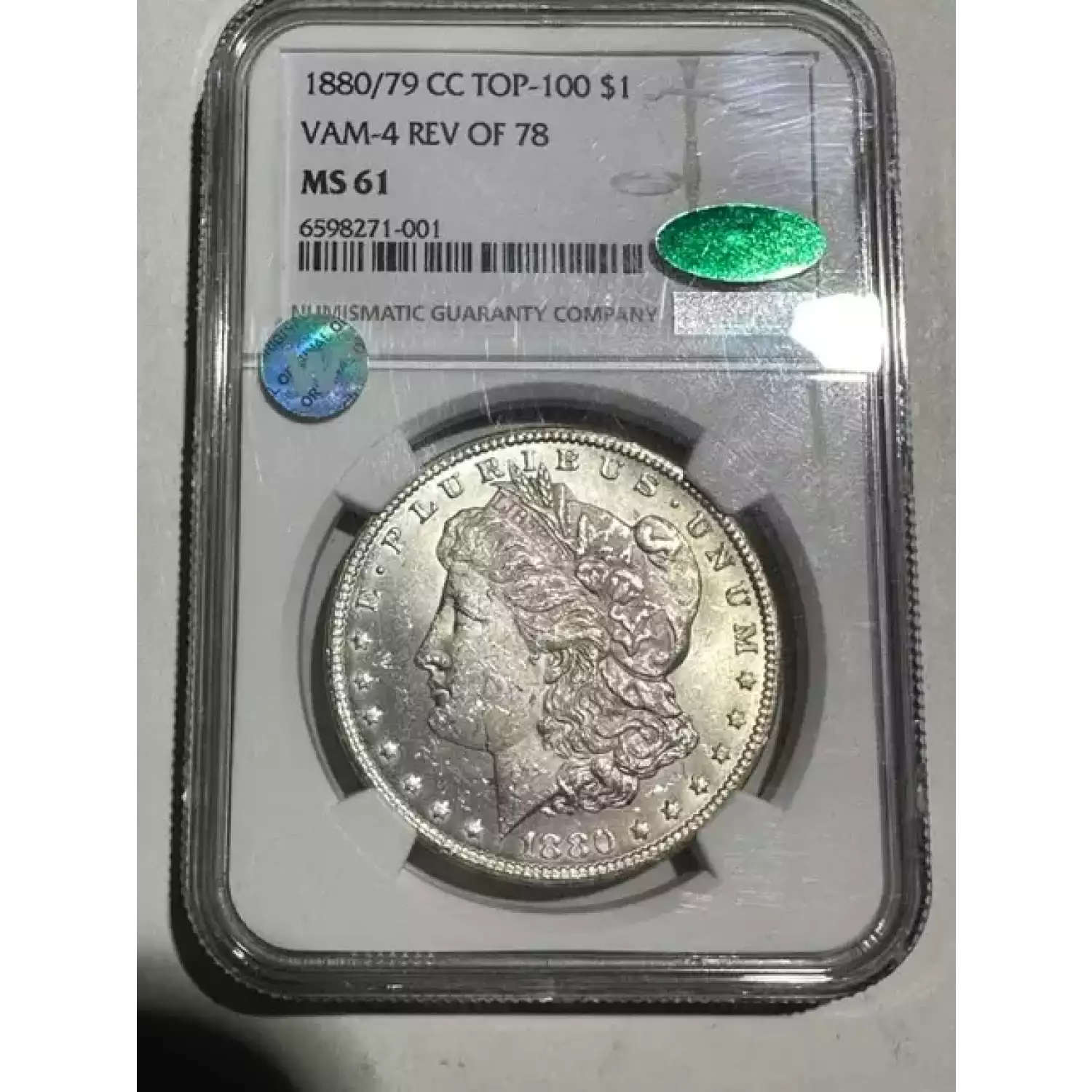1880-CC Morgan Silver Dollar NGC MS-61 /79 CC VAM-4 REV OF 78 CAC, Sight White - Bob Paul Rare Coins