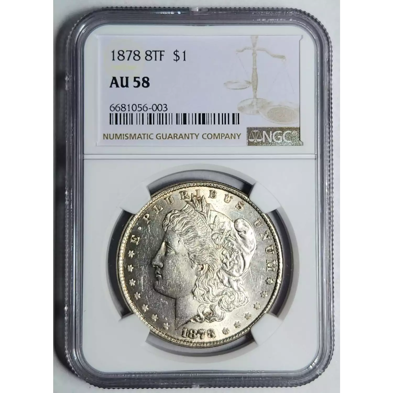 1878 Morgan Silver Dollar NGC AU-58 8TF - Bob Paul Rare Coins