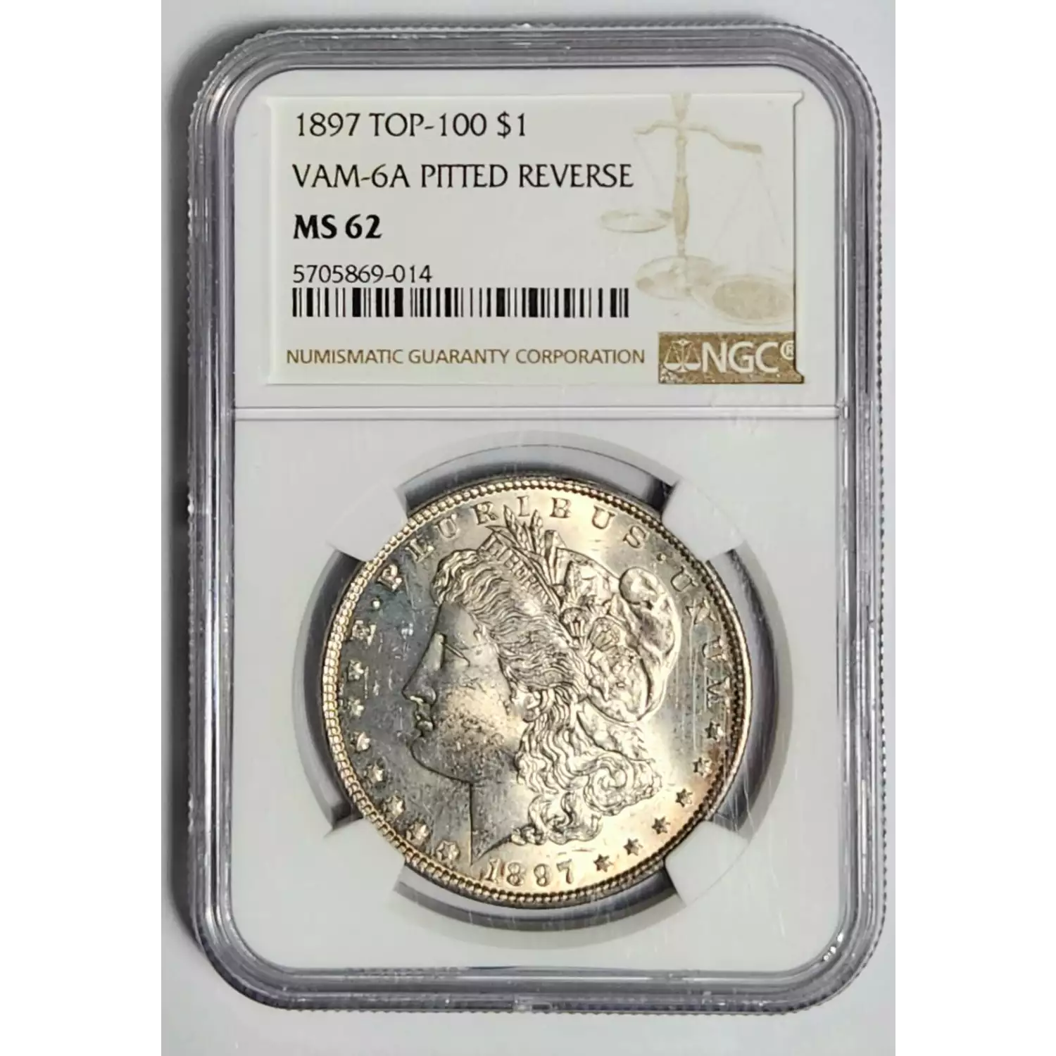 1897 Morgan Silver Dollar NGC MS-62 VAM-6A PITTED REVERSE - TOP 100 - Bob Paul Rare Coins