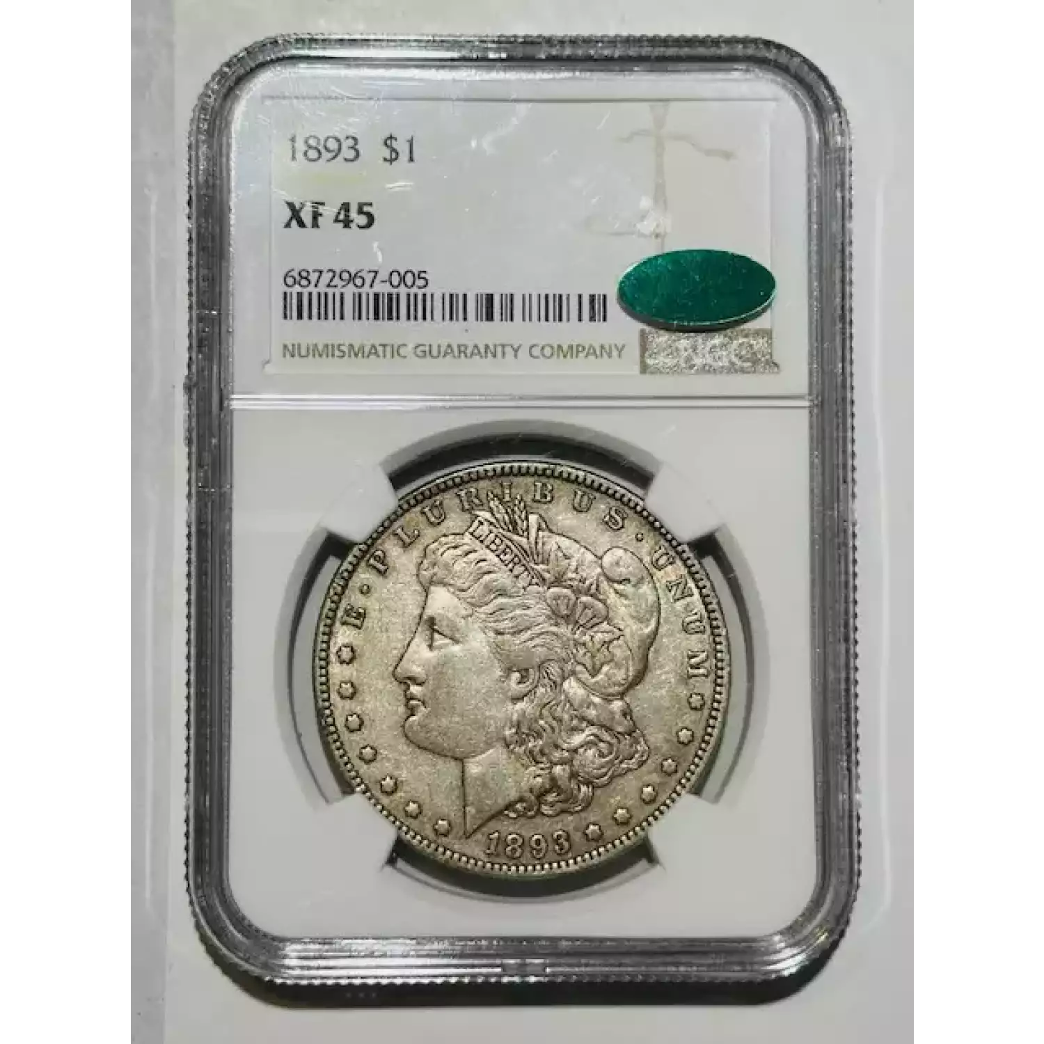 1893 Morgan Silver Dollar NGC XF-45 Low CAC Population! CAC - Bob Paul ...