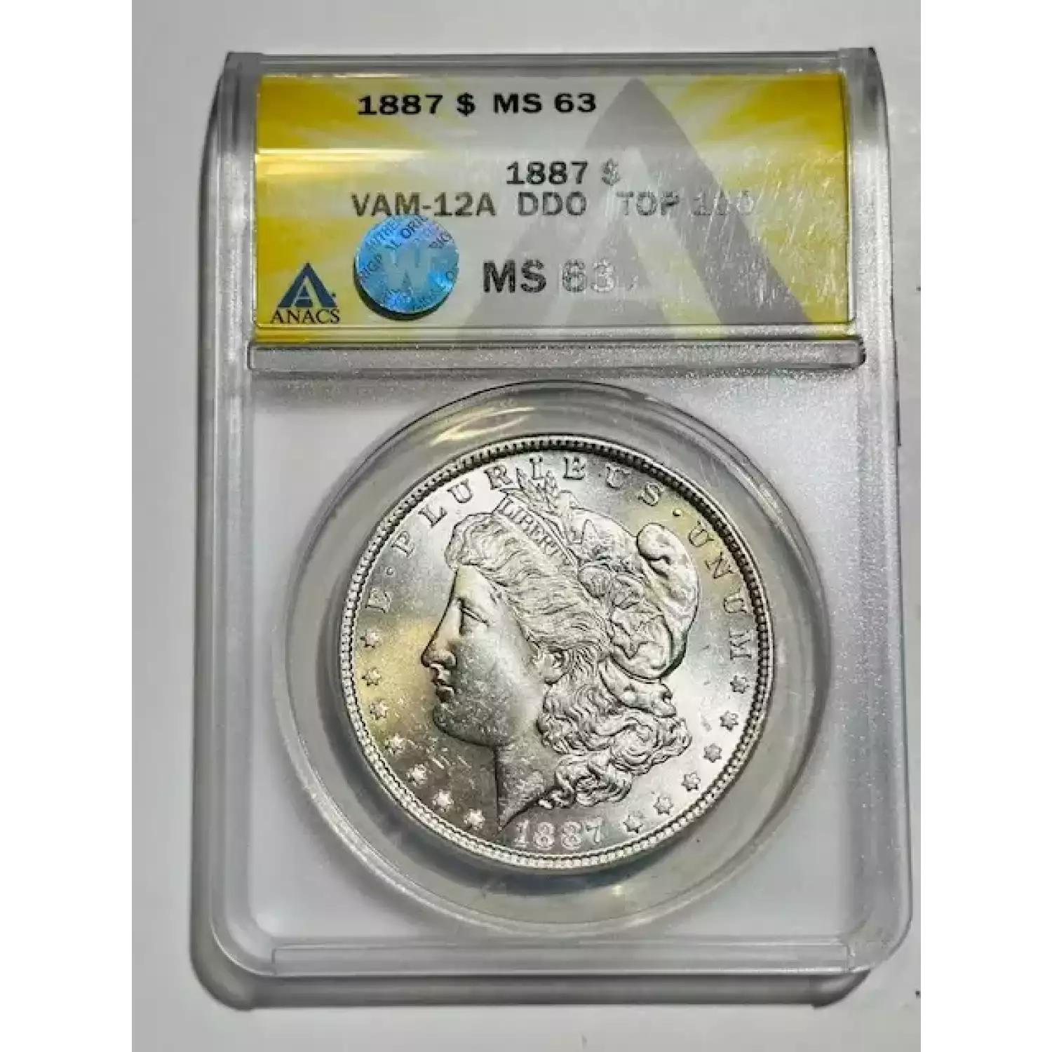 1887 Morgan Silver Dollar ANACS MS-63 Vam- 12A Alligator Eye Sight ...
