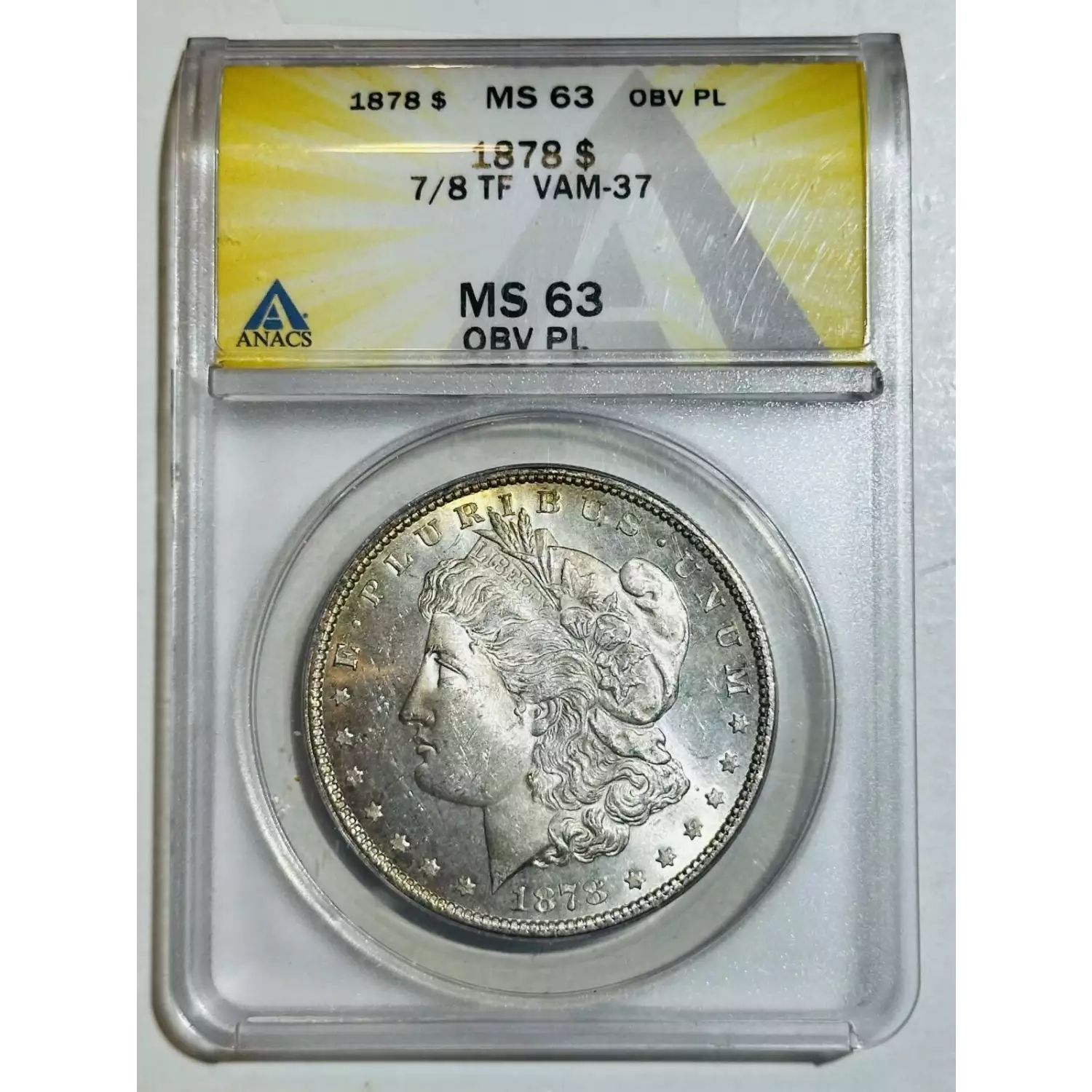1878 7/8 Morgan Silver Dollar ANACS MS-63 OBV. PL - Bob Paul Rare Coins