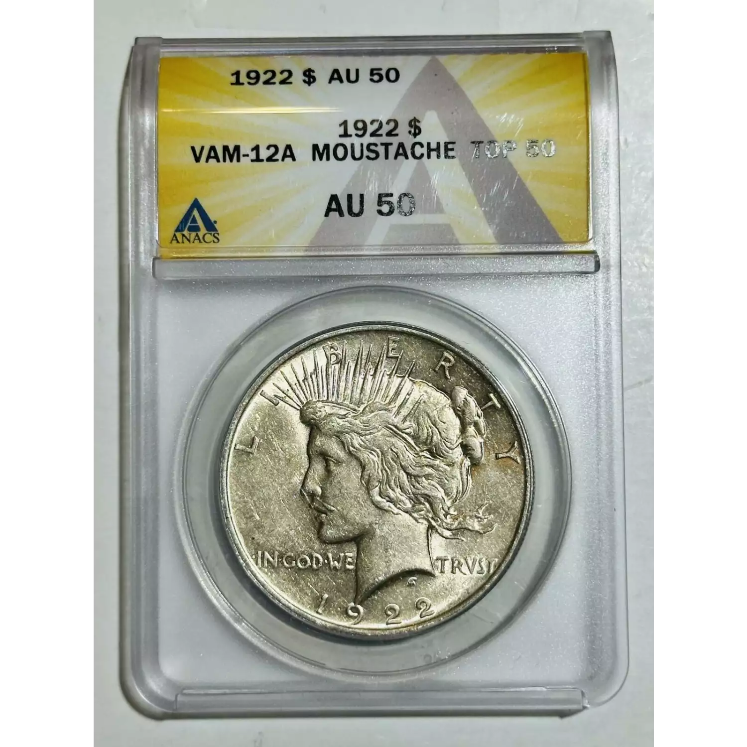 1922 Peace Dollar ANACS AU-50 - Bob Paul Rare Coins