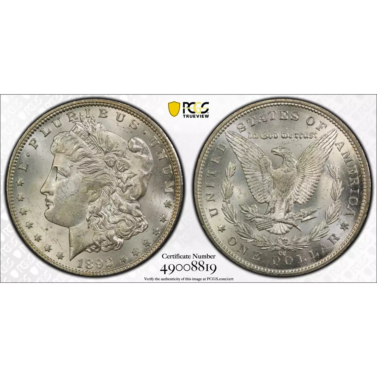 1892-CC Morgan Silver Dollar PCGS MS-62 - Bob Paul Rare Coins