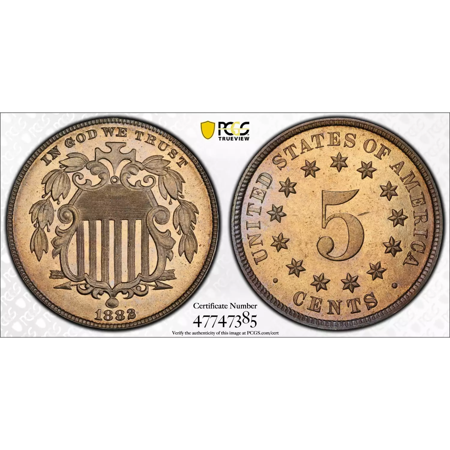 1882 Nickel Shield PCGS PR-65 CAC - Bob Paul Rare Coins