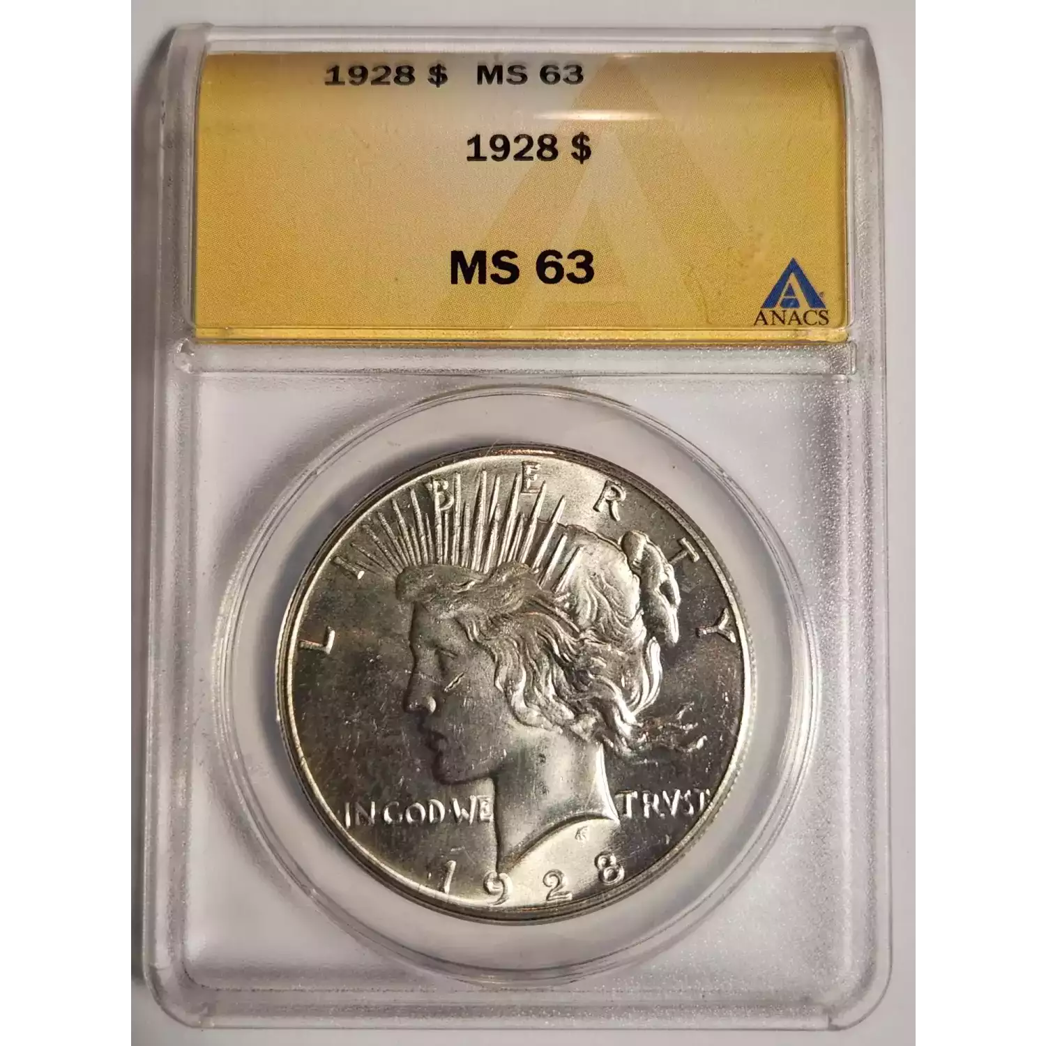 1928 Peace Dollar ANACS MS-63 - Bob Paul Rare Coins