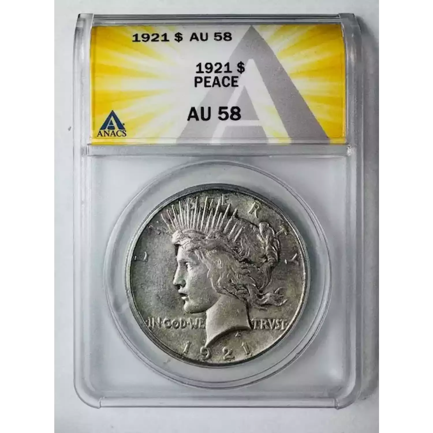 1921 Peace Dollar ANACS AU-58 - Bob Paul Rare Coins