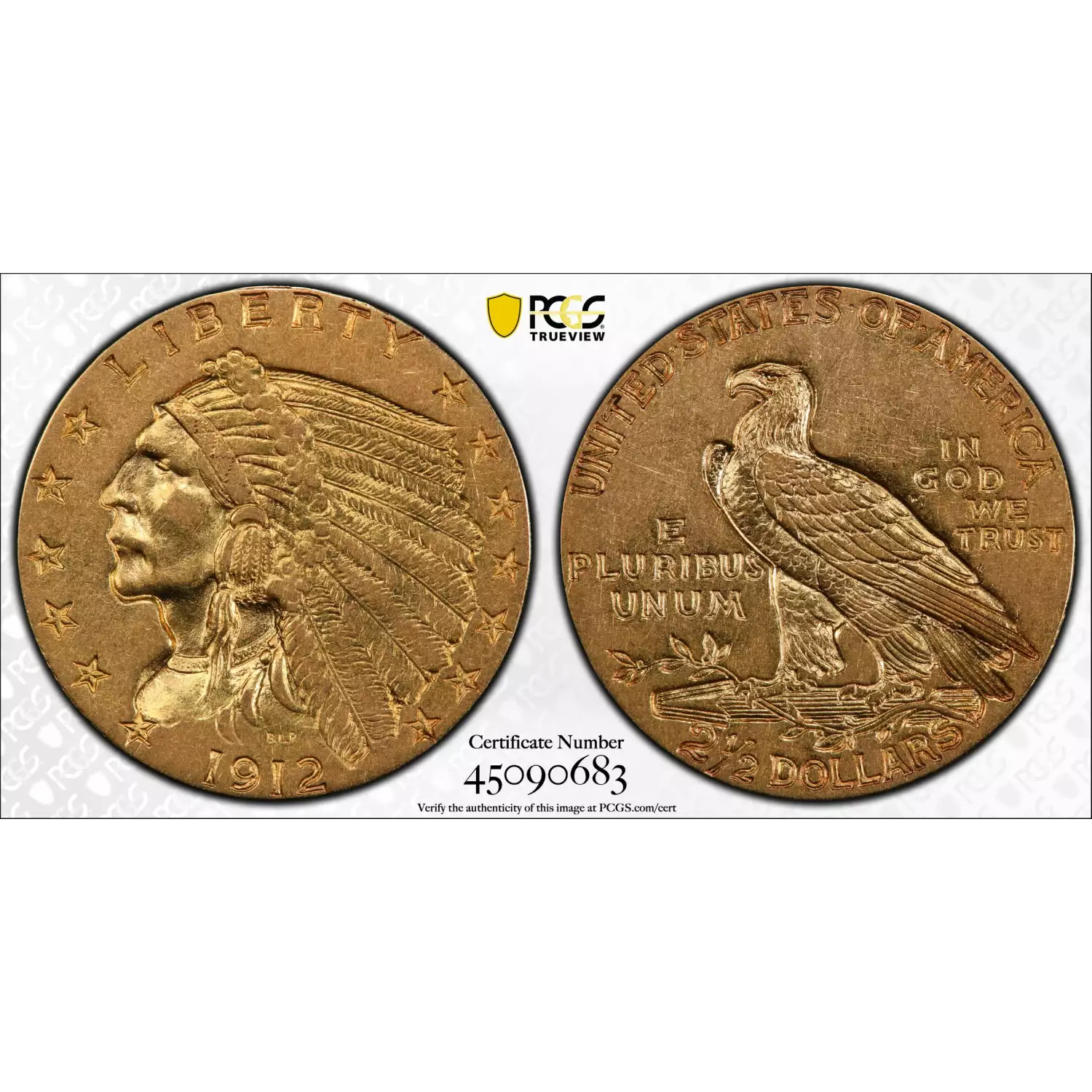 1912 Gold Quarter Eagles $2 1/2 Indian Head PCGS AU-55 - Bob Paul Rare ...