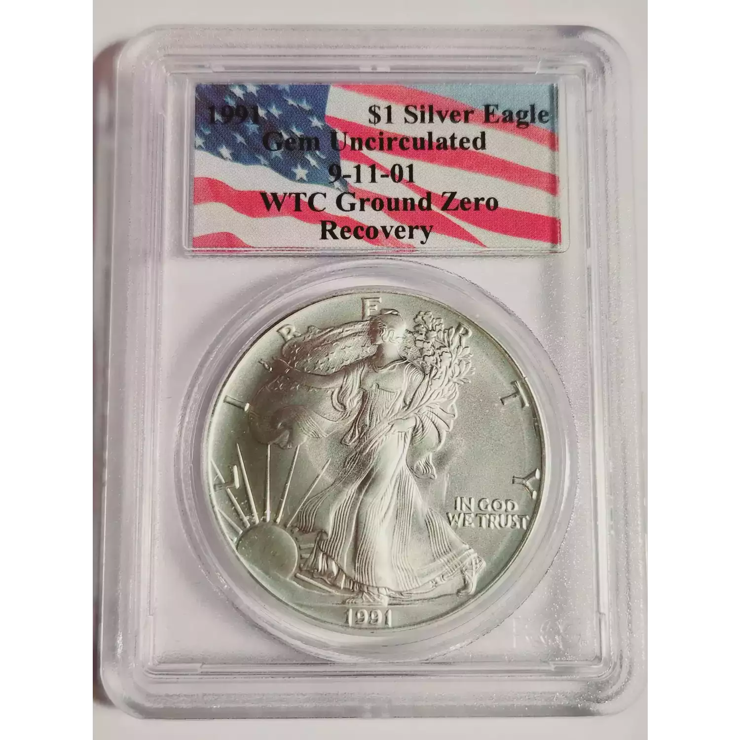 1991 Silver Eagles PCGS - - GEM UNC - 9/11/01 - WTC GROUND ZERO RECOVERY - Bob Paul Rare Coins