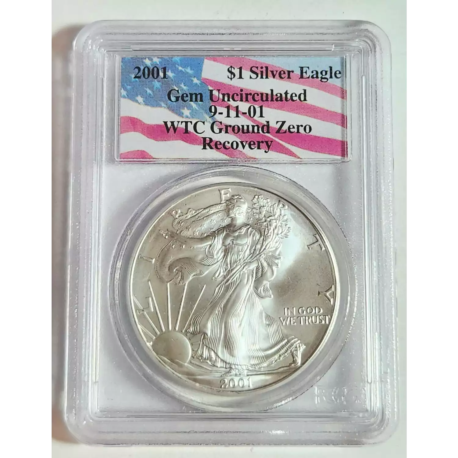 2001 Silver Eagles PCGS - GEM UNC - 9/11/01 - WTC GROUND ZERO RECOVERY ...