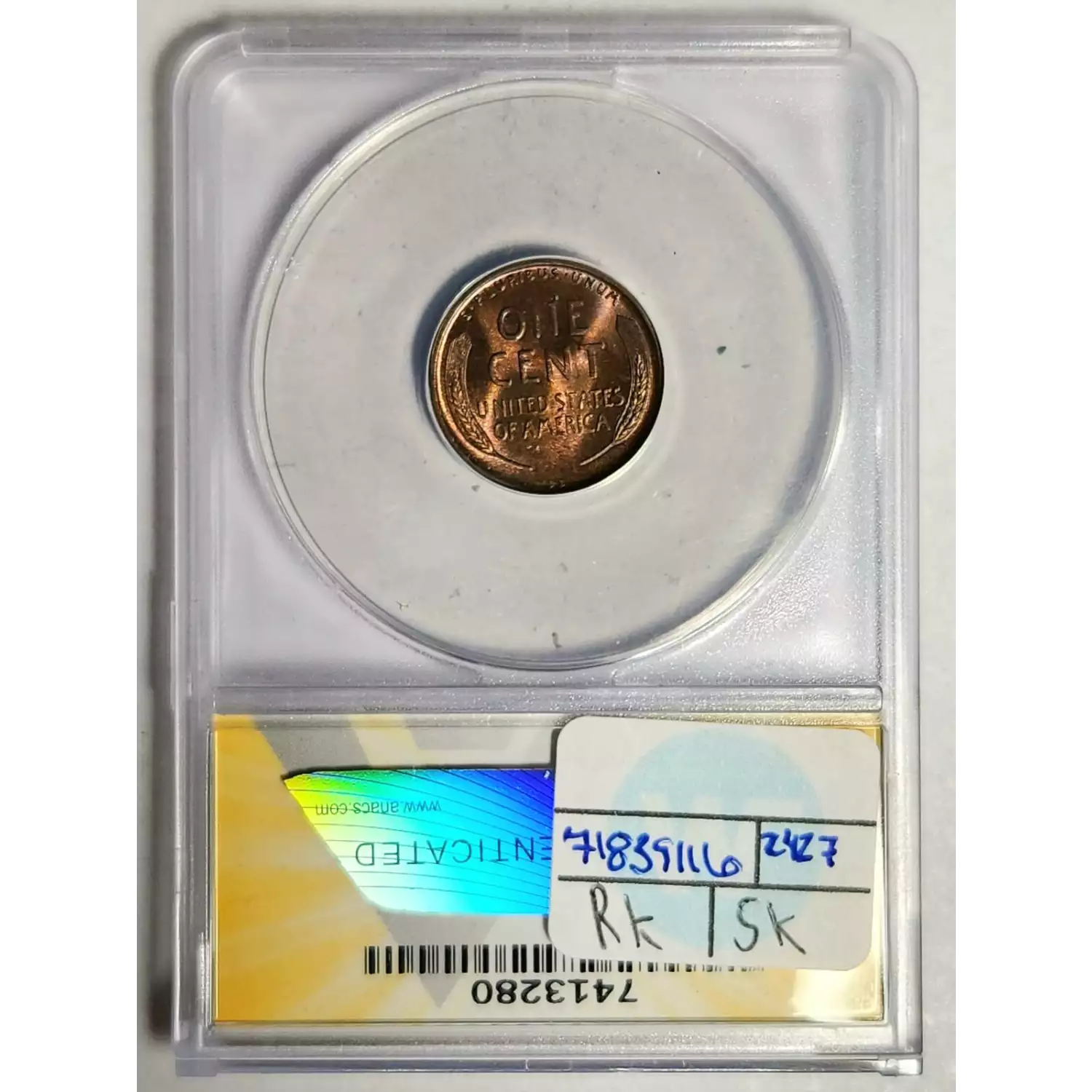 1909-P VDB Small Cents Lincoln, Wheat Ears Reverse ANACS MS-65 RB - Bob Paul Rare Coins