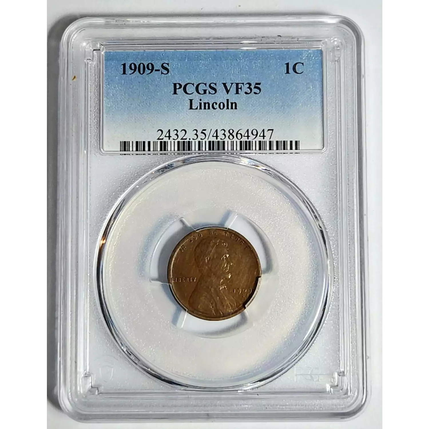 1909-S Small Cents Lincoln, Wheat Ears Reverse PCGS VF-35 BN Lincoln - Bob Paul Rare Coins
