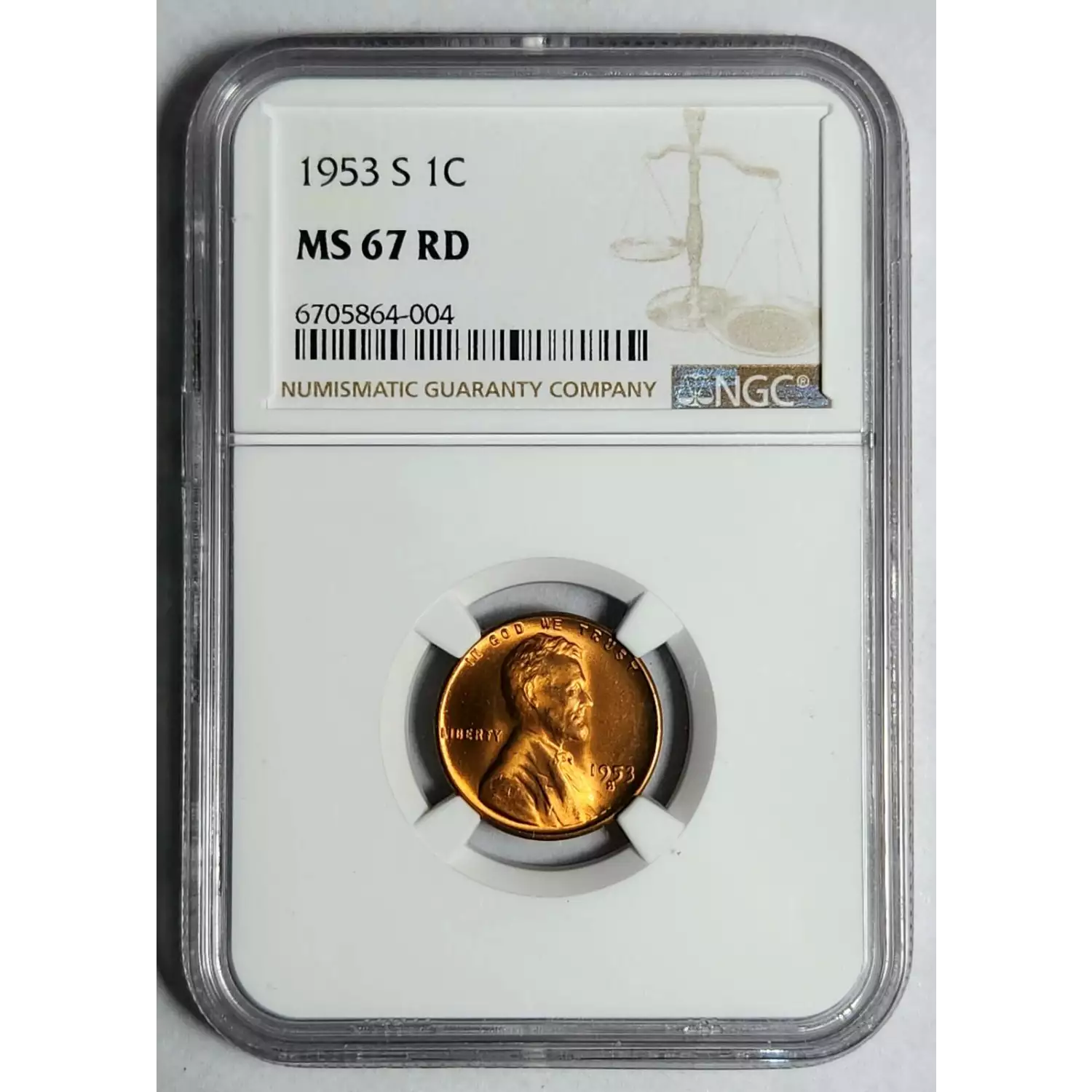 1953-S Small Cents Lincoln, Wheat Ears Reverse NGC MS-67 RD - Bob Paul ...