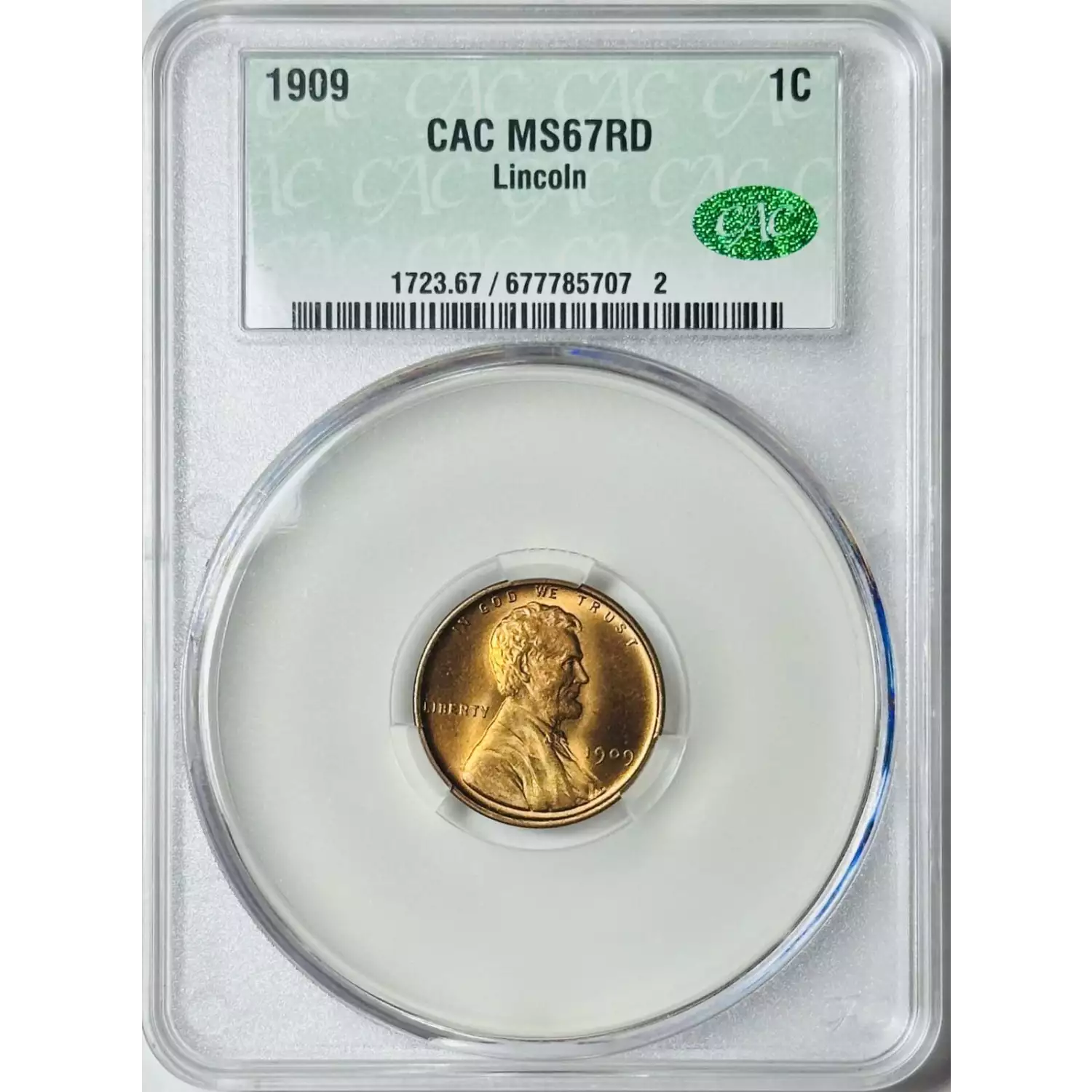 1909 Small Cents Lincoln, Wheat Ears Reverse CACG MS 67 - Bob Paul Rare ...
