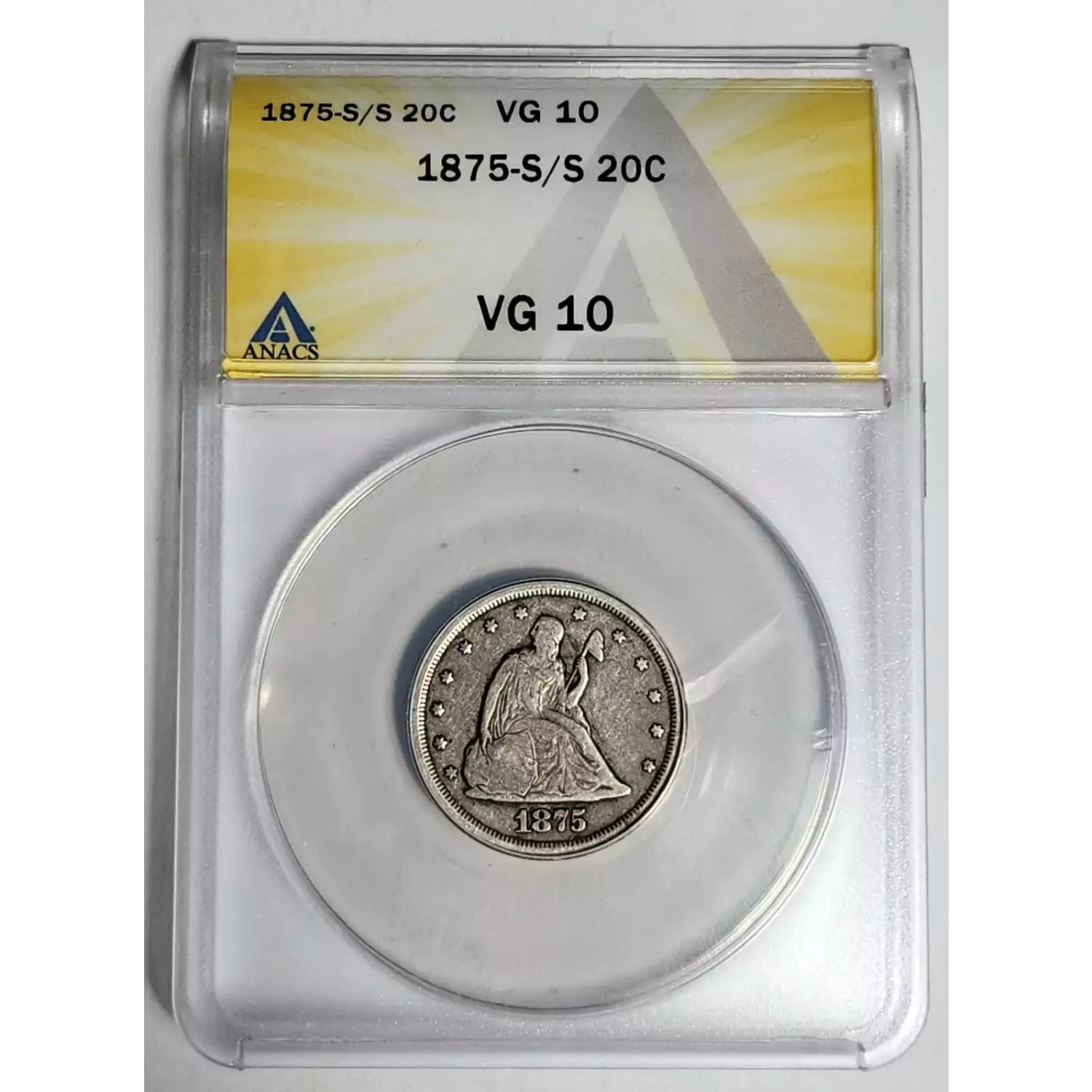 1875-S/S Seated Liberty Twenty Cents ANACS VG-10 - Bob Paul Rare Coins