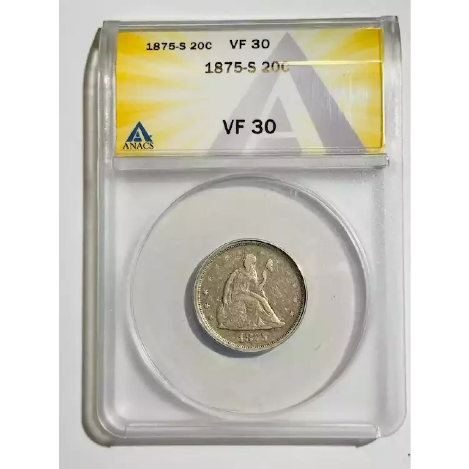 1875-S Seated Liberty Twenty Cents ANACS VF-30 - Bob Paul Rare Coins