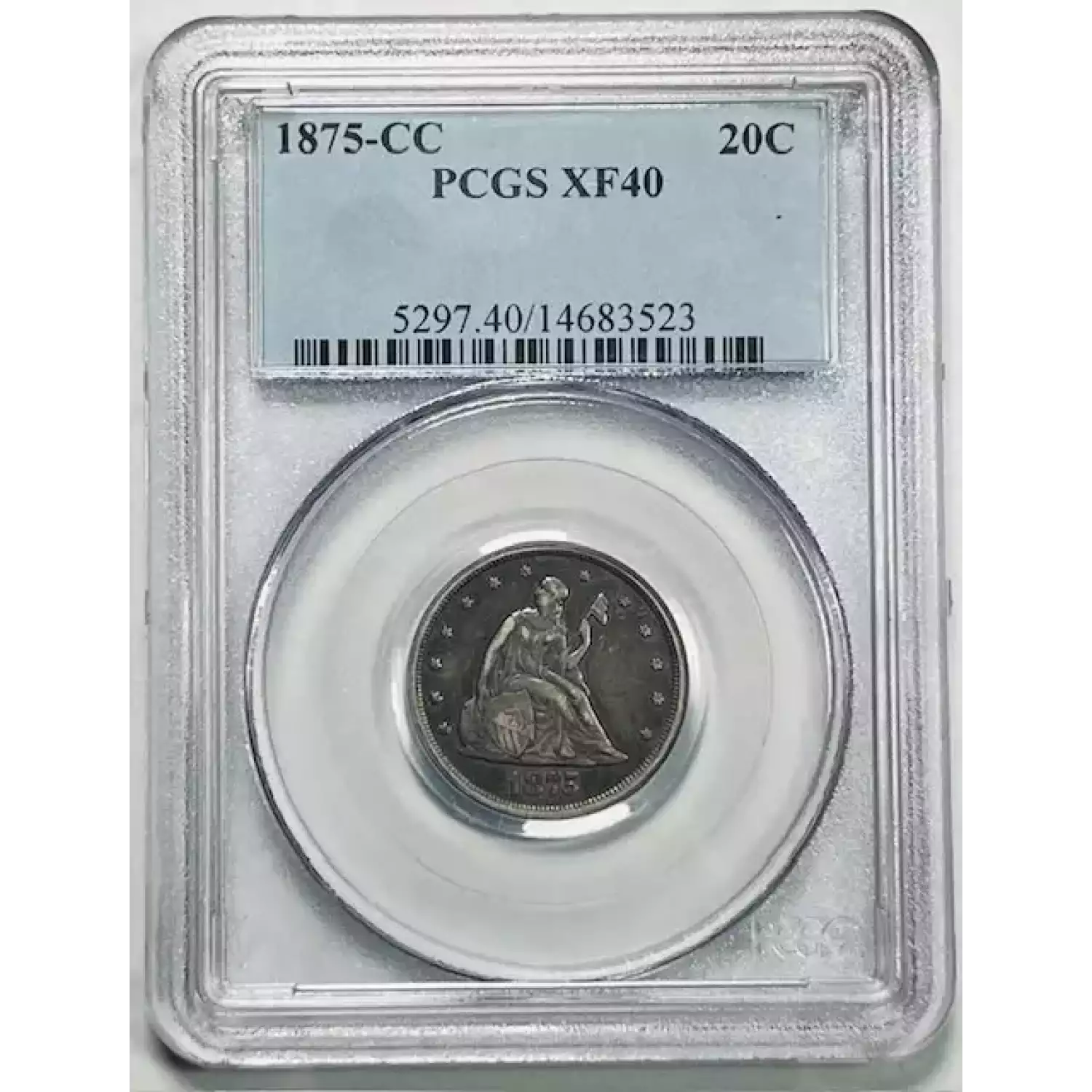 1875-CC Seated Liberty Twenty Cents PCGS XF-40 - Bob Paul Rare Coins