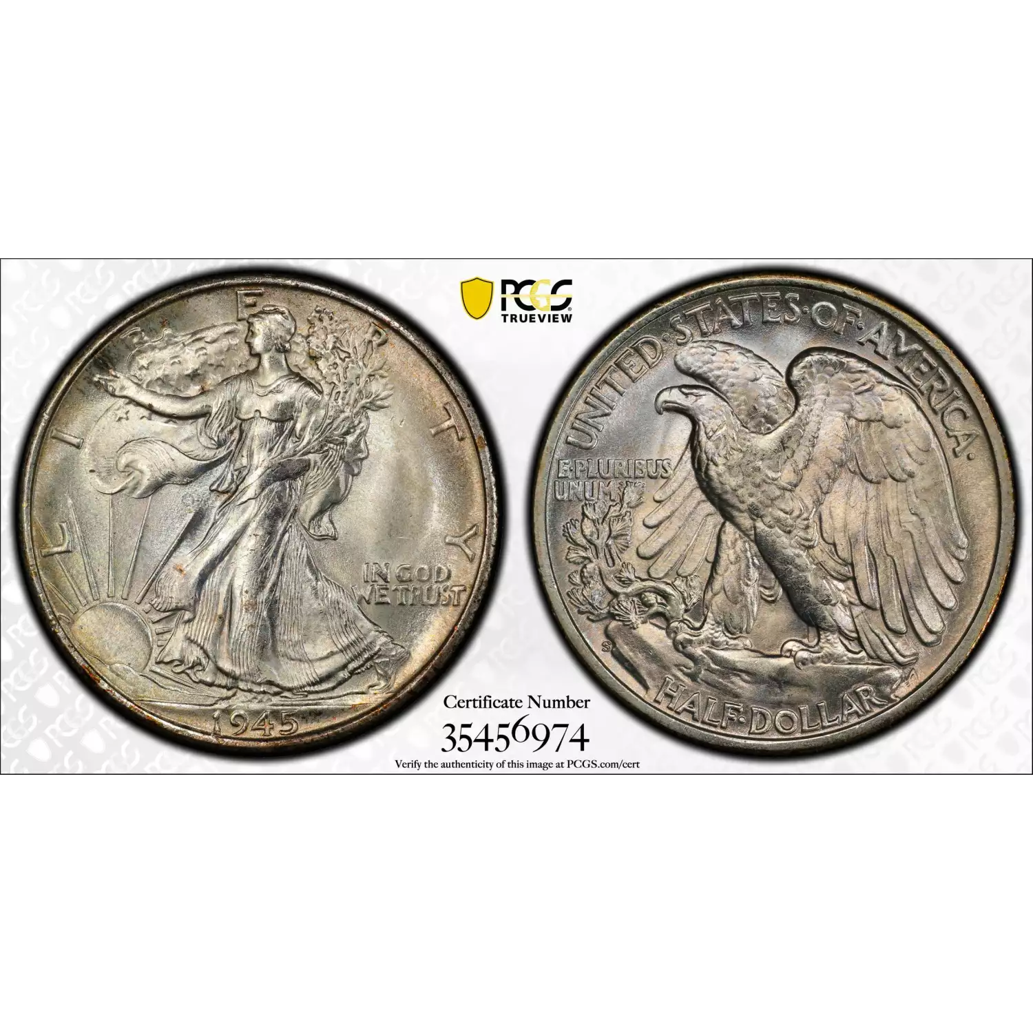 1945-S Walking Liberty Half Dollar PCGS MS-66+ CAC - Bob Paul Rare Coins