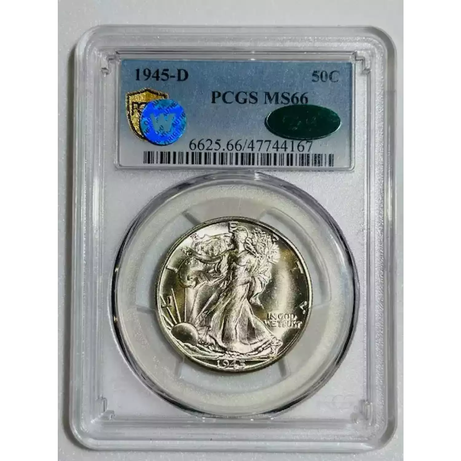 1945-D Walking Liberty Half Dollar PCGS MS-66 A WOW COIN! CAC, Sight White - Bob Paul Rare Coins