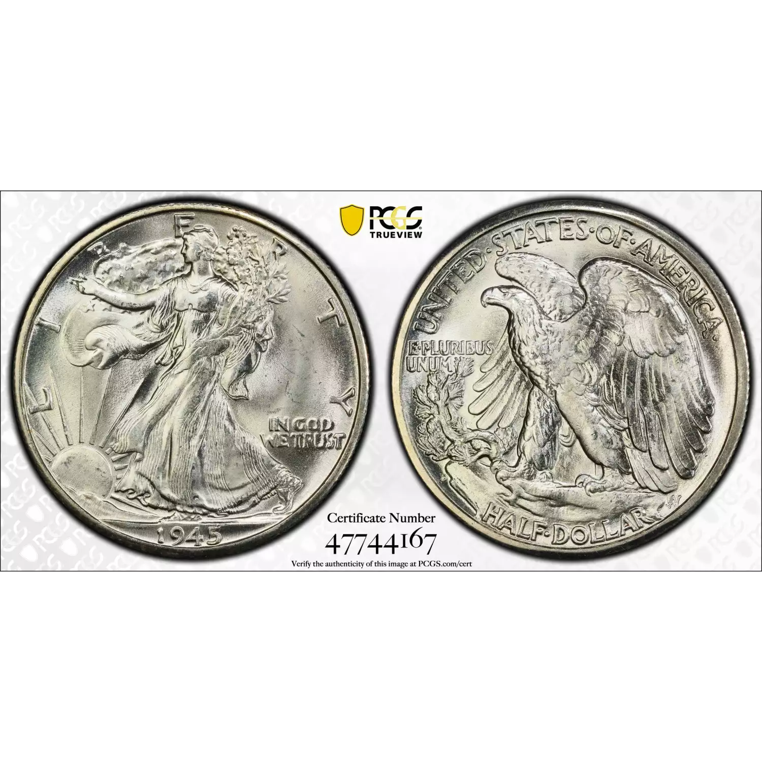 1945-D Walking Liberty Half Dollar PCGS MS-66 A WOW COIN! CAC, Sight White - Bob Paul Rare Coins