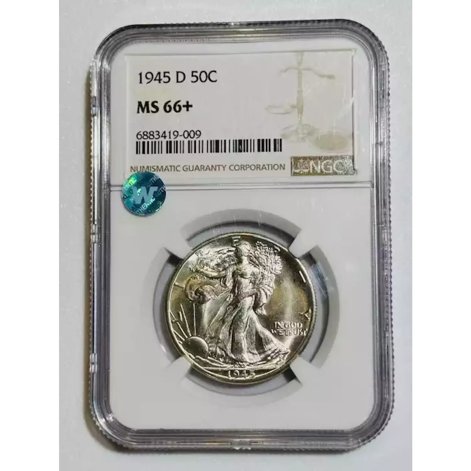 1945-D Walking Liberty Half Dollar NGC MS-66+ Sight White - Bob Paul Rare Coins