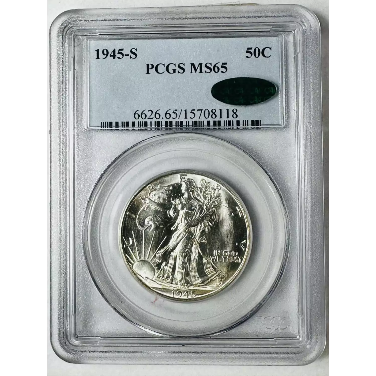 1945-S Walking Liberty Half Dollar PCGS MS-65 CAC - Bob Paul Rare Coins
